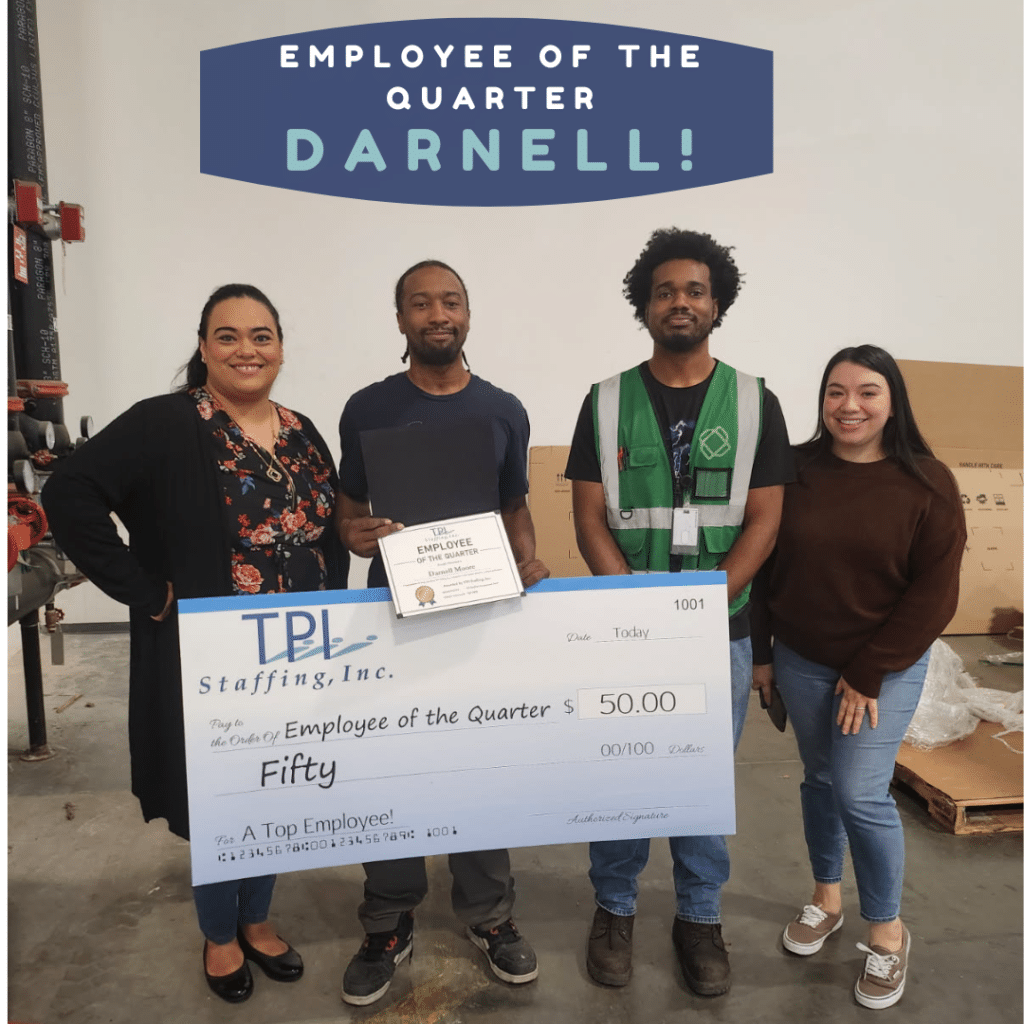 Employee of the Quarter 2026 Winner - TPI Staffing